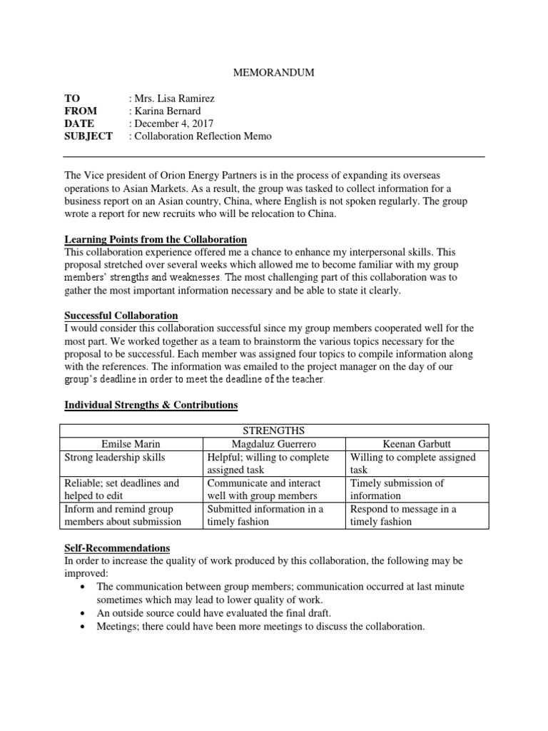 Collaboration Memo | PDF