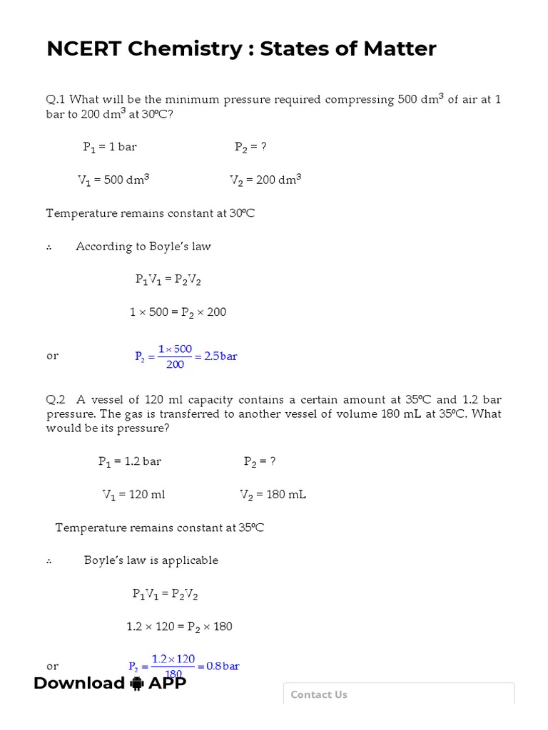 NCERT Chemistry - States of Matter - DronStudy | PDF | Gases | Temperature