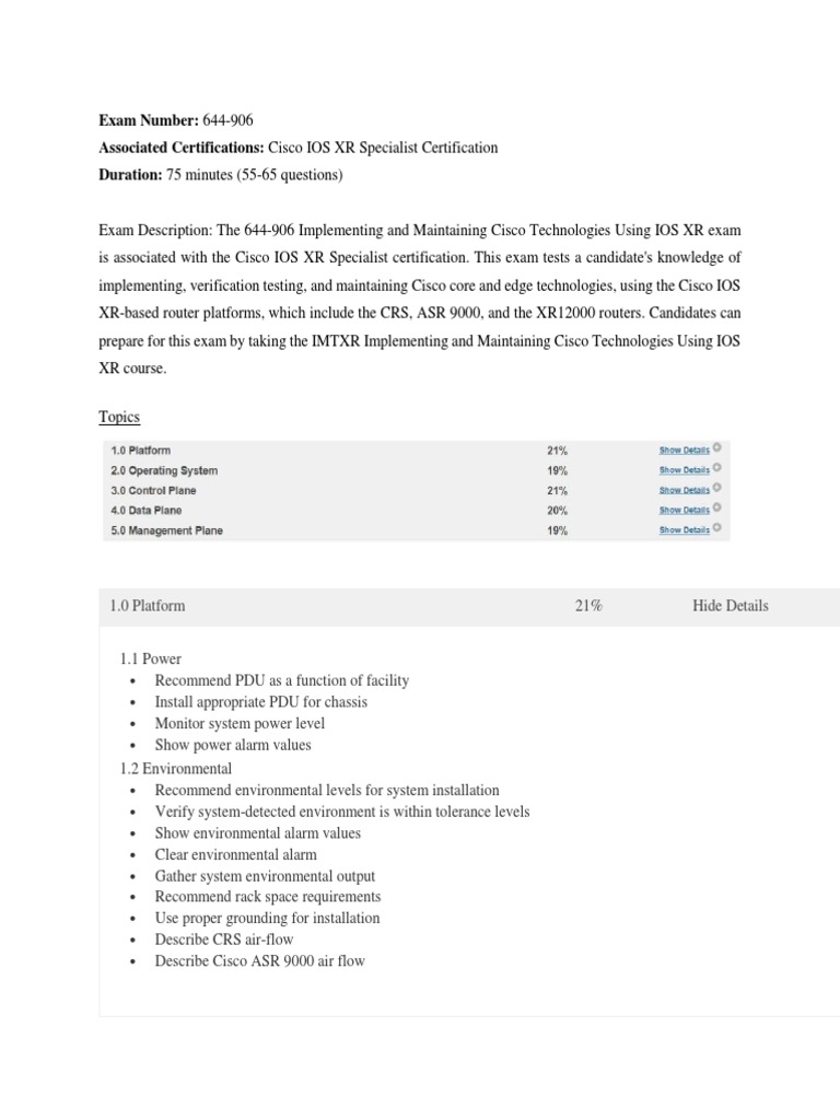 Cisco Ios Xr Specialist Certification Topics I Pv6 Multiprotocol Label Switching 