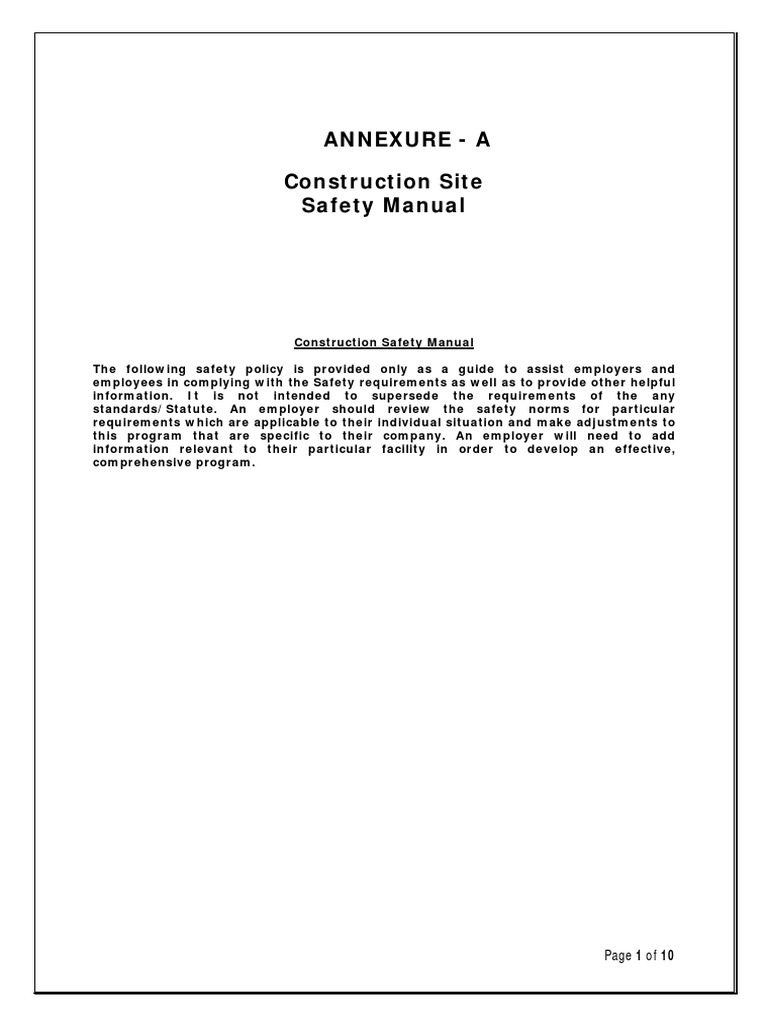 A Comprehensive Construction Site Safety Manual | PDF | Safety ...