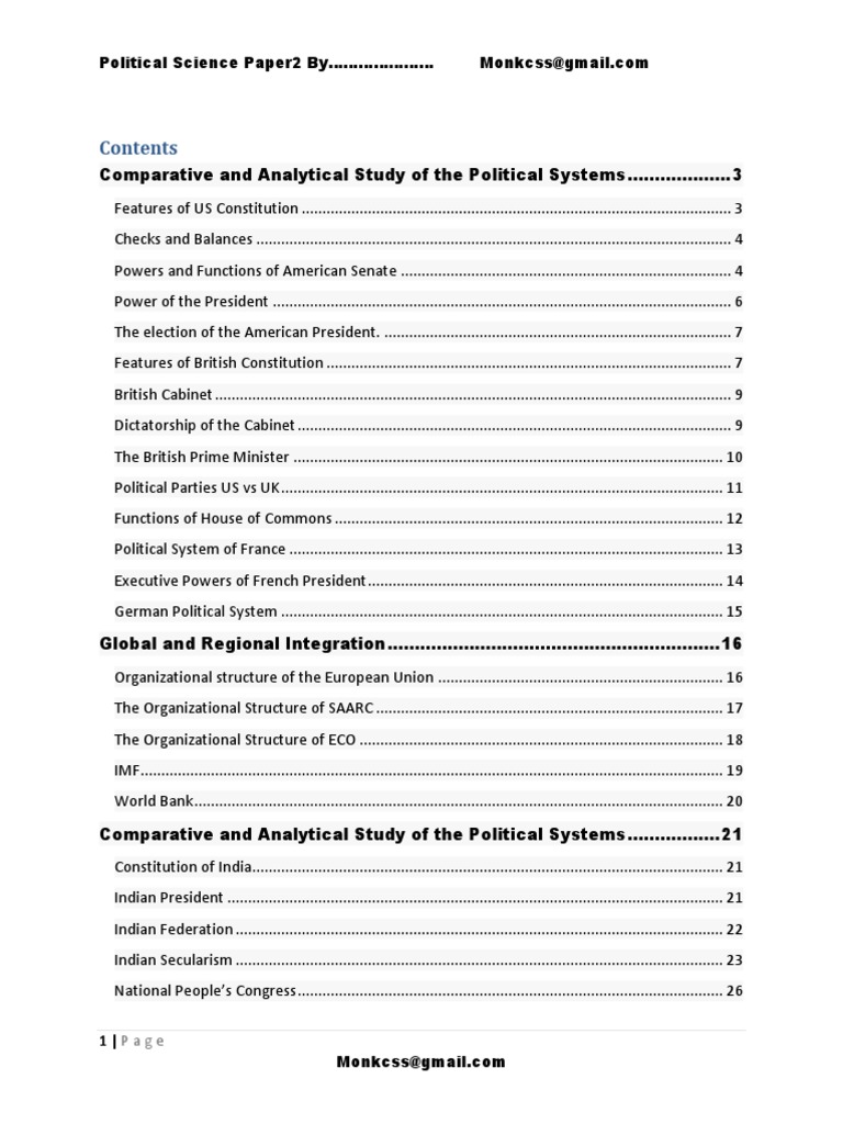 Political Science Paper 2 | Download Free PDF | Presidents Of The ...