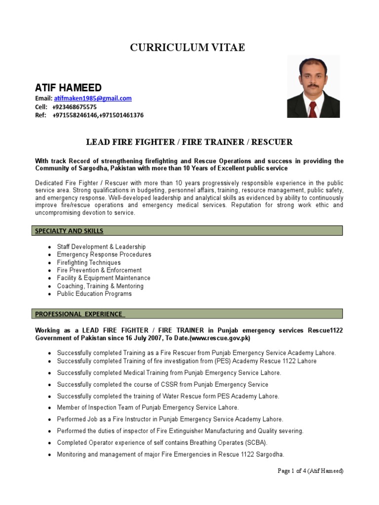 Atif Hameed (Lead Fire Fighter) | PDF | Firefighter | Firefighting