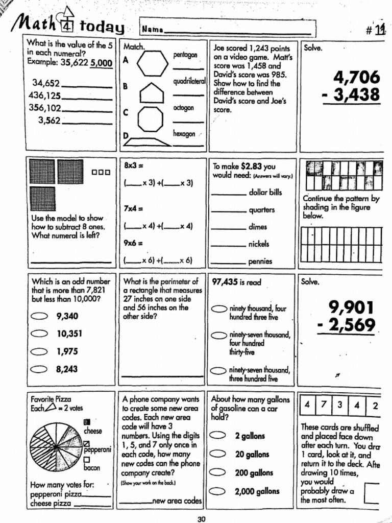 Math 4 Today Test 11 | PDF