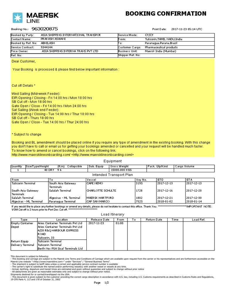 Container Booking | PDF | Cargo | Commercial Item Transport And ...