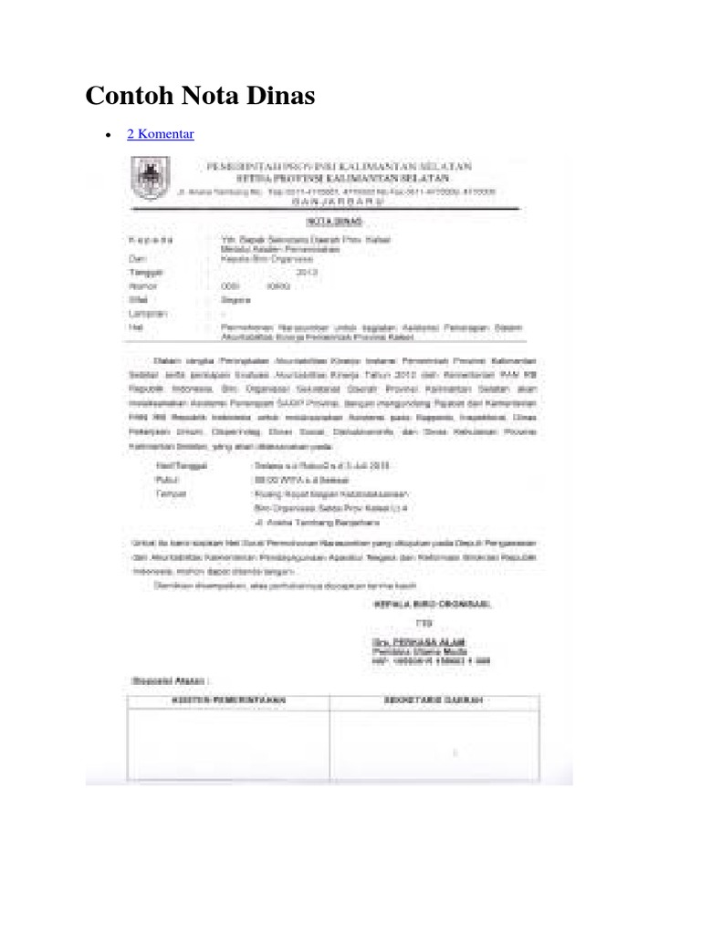 Contoh Nota Dinas | PDF