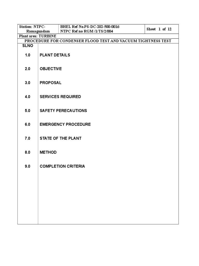 Condenser Flood Test 8 of 11 | PDF | Vacuum | Steam