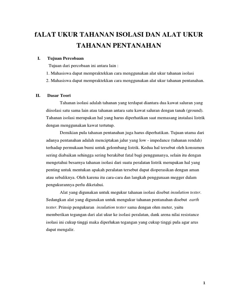 Isi Alat Ukur Tahanan Isolasi | PDF
