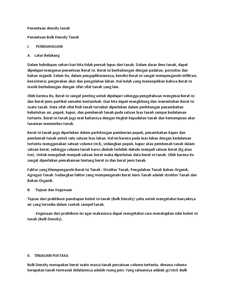 Penentuan Bulk Density Tanah | PDF