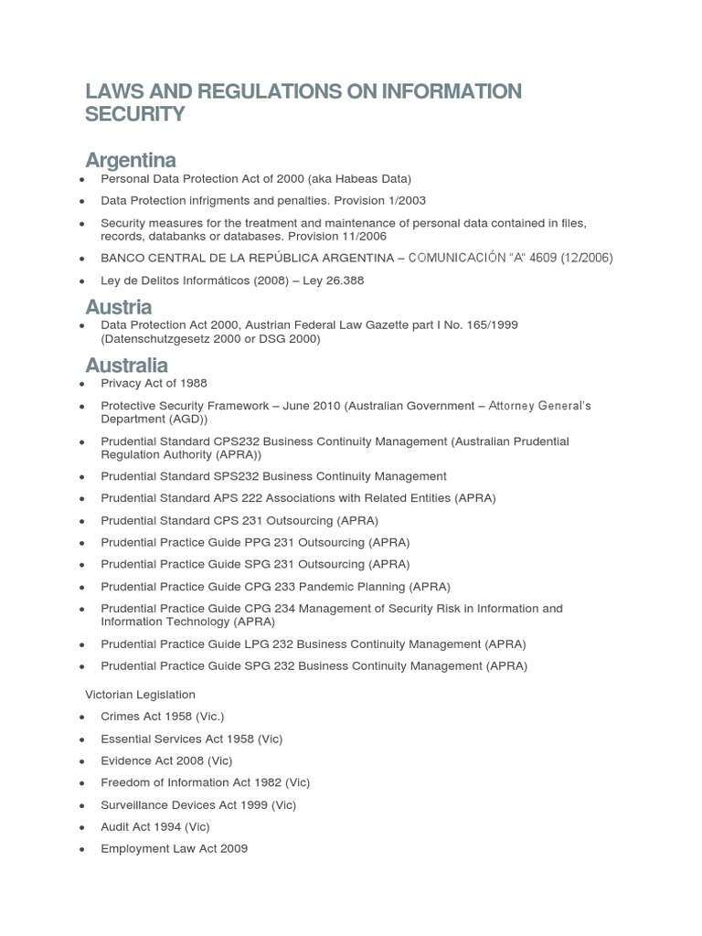 Laws and Regulations On Information Security | PDF | Federal Financial ...
