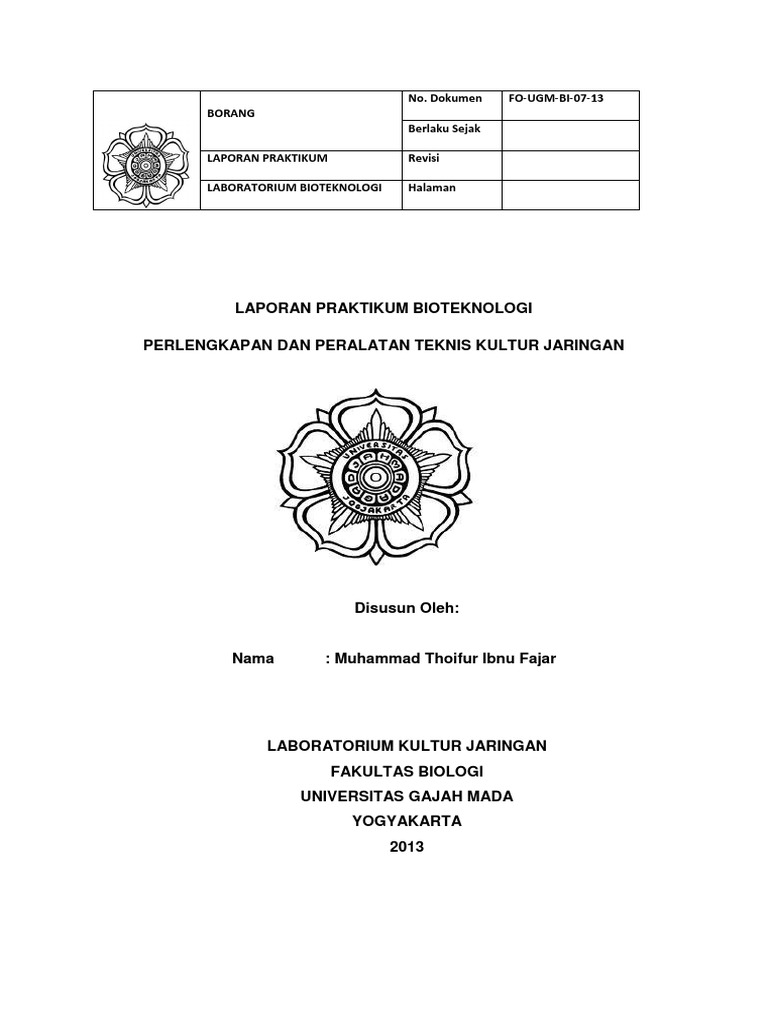 Borang Lab Kultur Jaringan | PDF