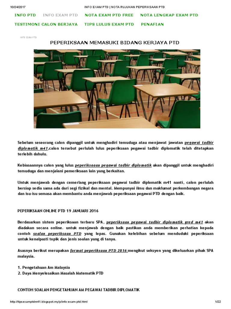 Info Exam PTD - Nota Rujukan Peperiksaan PTD | PDF