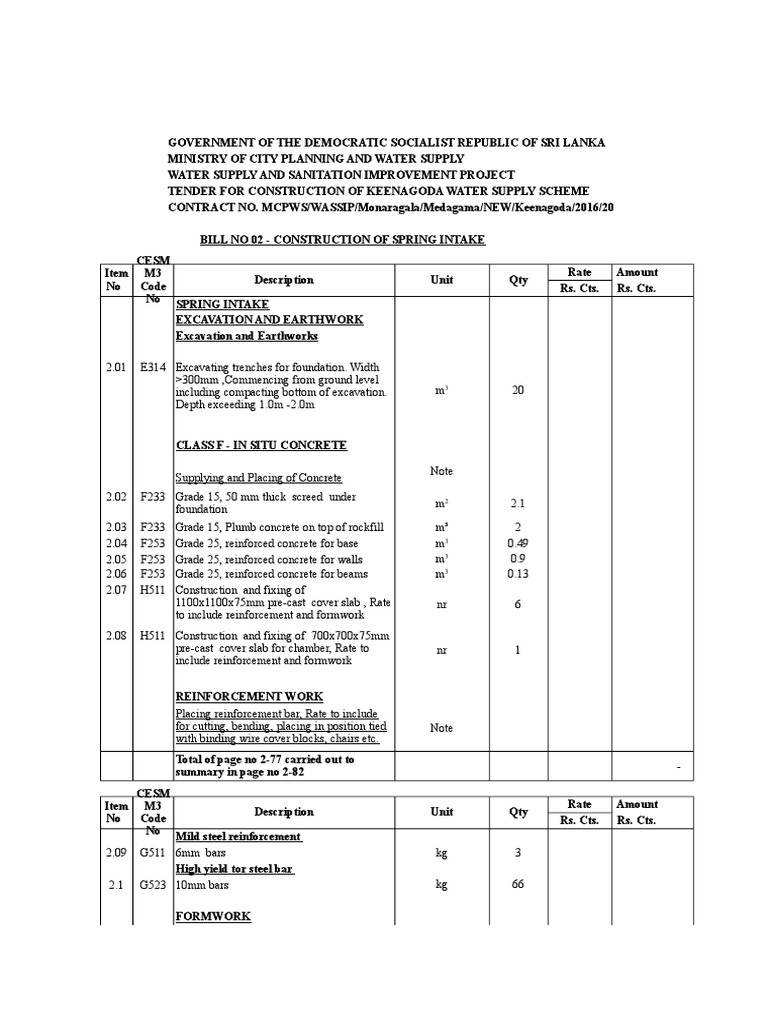 Keenagoda BOQ Final | PDF | Pipe (Fluid Conveyance) | Concrete