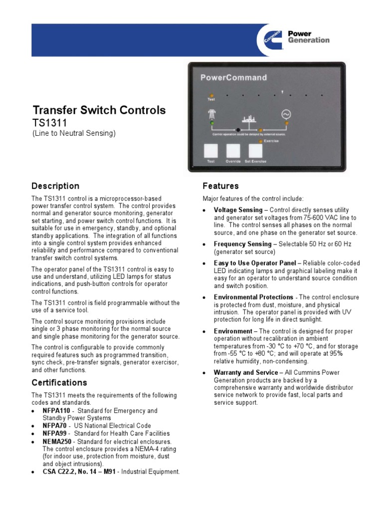 TS1311 Spec | PDF | Switch | Relay