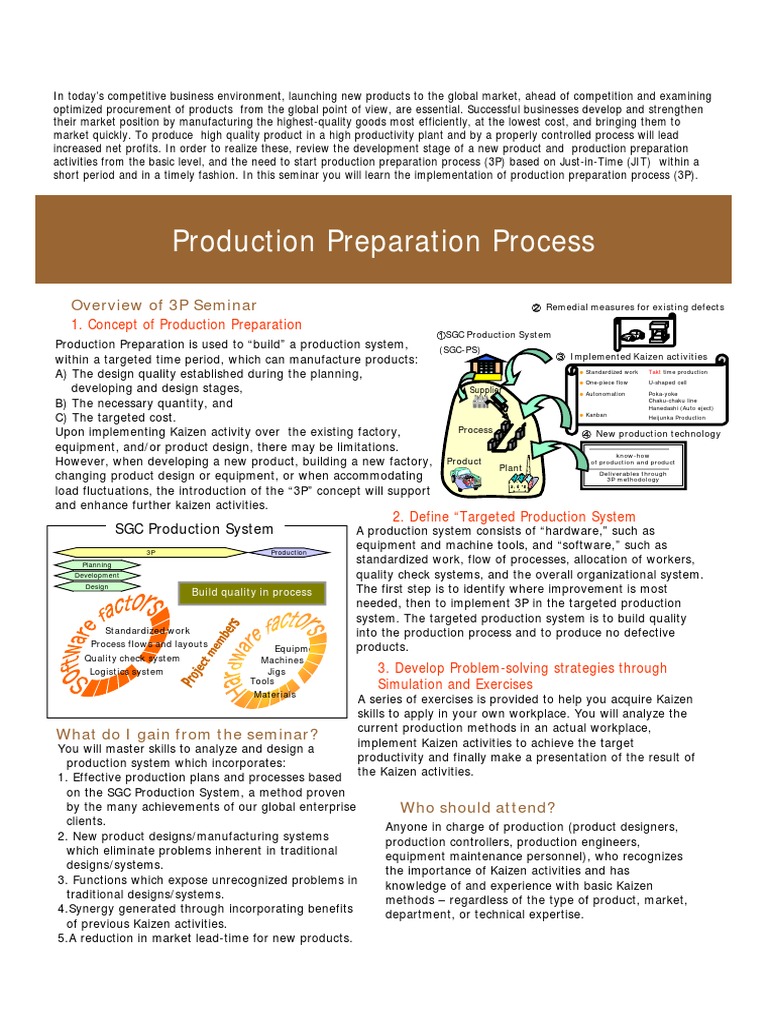 Production Preparation Process: Overview of 3P Seminar | PDF ...