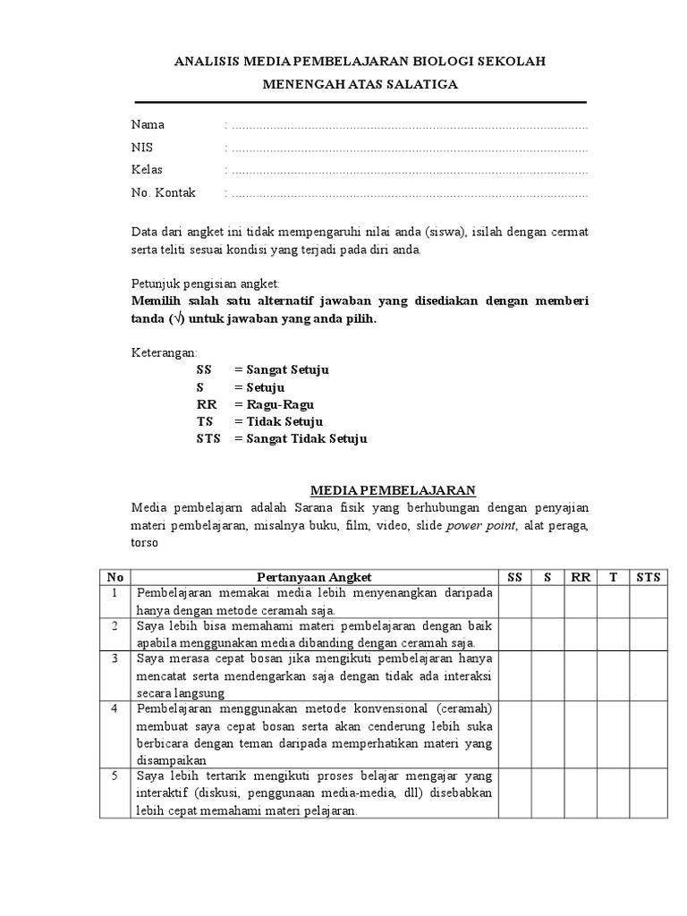 Angket Siswa Fiks | PDF