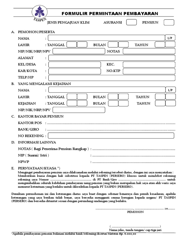 Formulir Permintaan Pembayaran | PDF
