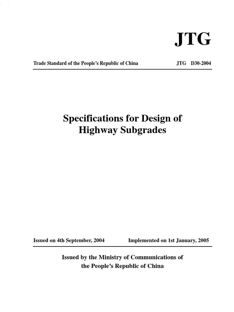 JTG D30-2004 | PDF | Soil | Road