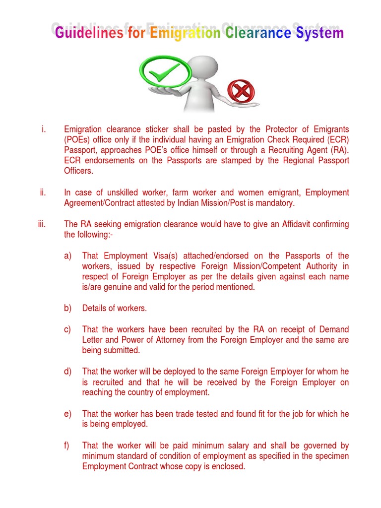 8 Guidelines For Emigration Clearance System | PDF | Travel Visa | Passport