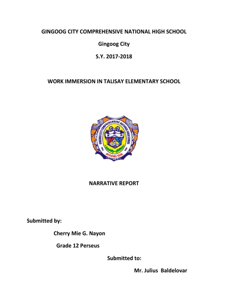 Gingoog City Comprehensive National High School Gingoog City S.Y. 2017 ...
