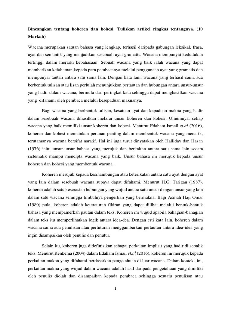 Bincangkan Tentang Koheren Dan Kohesi | PDF