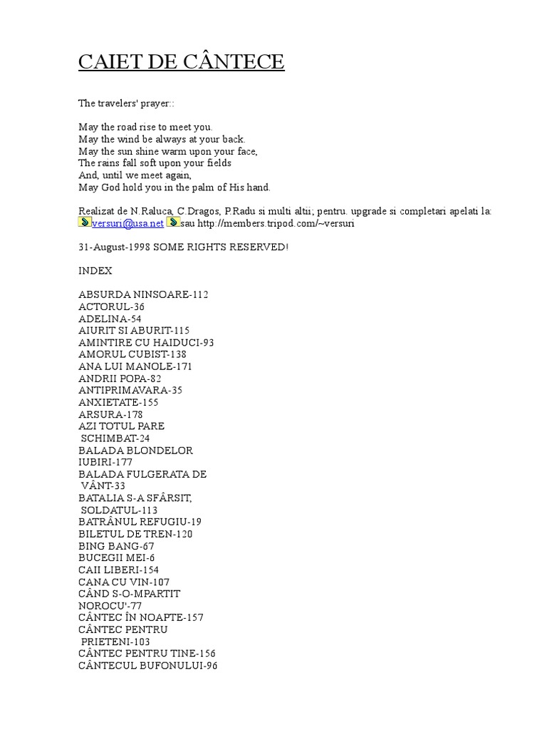 Caiet de Cântece | PDF