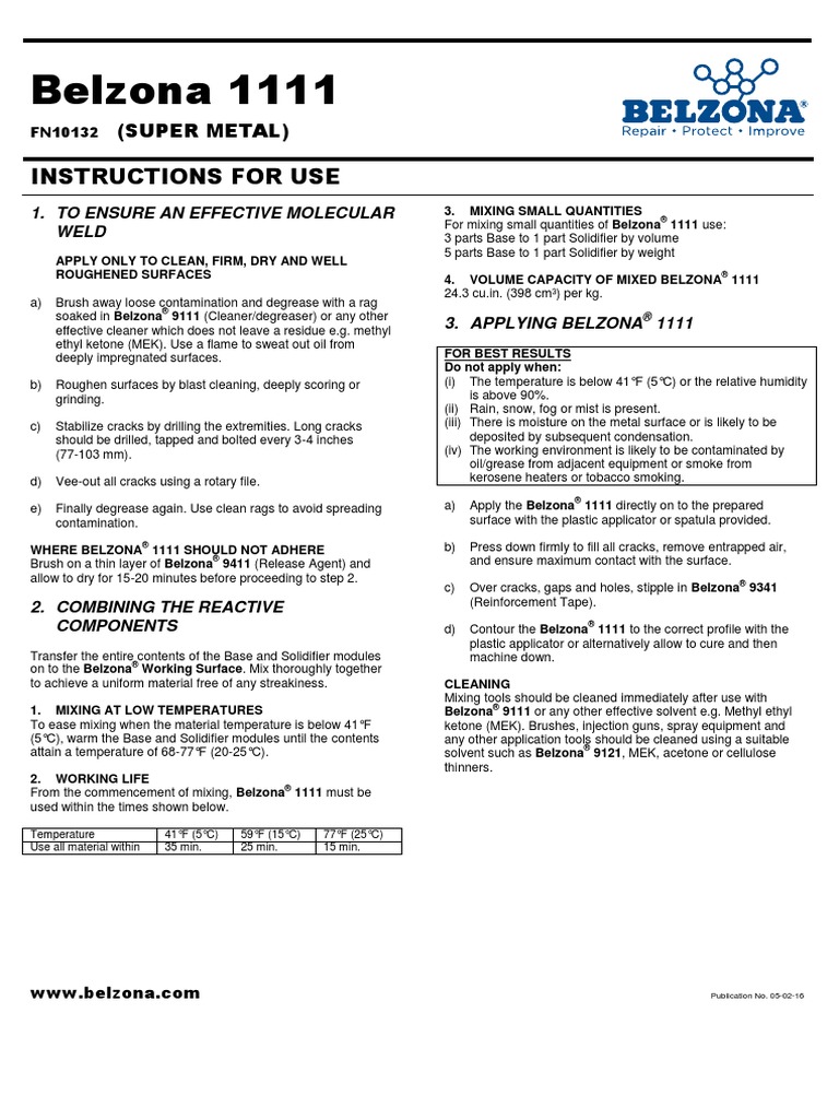 Benzona 1111 PDF | PDF | Industrial Processes | Building Engineering