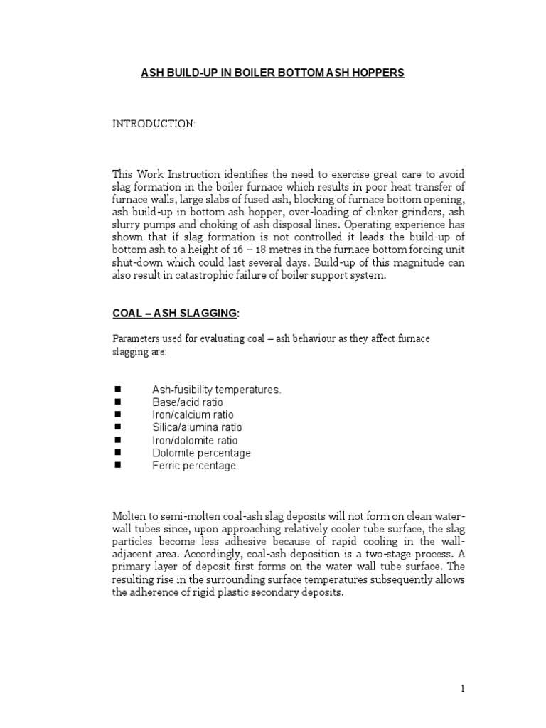 Ash Build-Up in Boiler Bottom Ash Hoppers | PDF | Volcanic Ash | Furnace