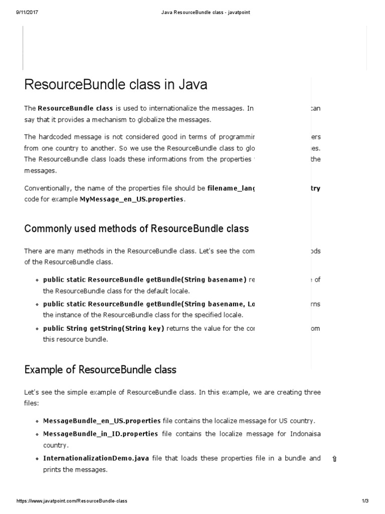 Java ResourceBundle Class - Javatpoint | PDF | Java (Programming Language) | String (Computer ...