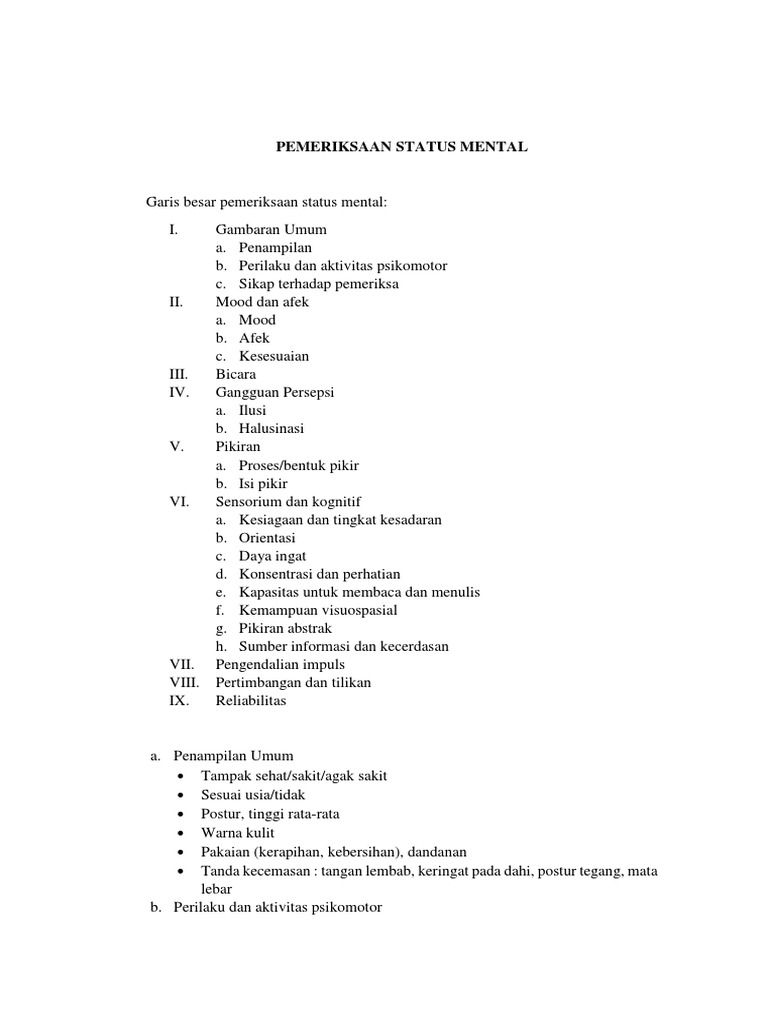 Pemeriksaan Status Mental | PDF