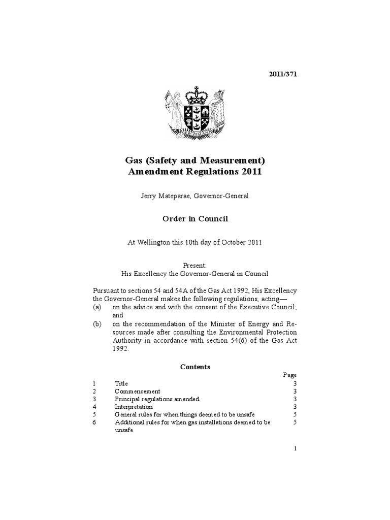 Gas Safety and Measurement Amendment Regulations 2011 PDF | Download ...