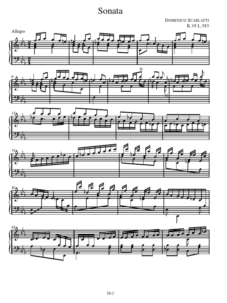 Sonata: D S K.19 L.383 Allegro | PDF | Sonata | Musical Forms
