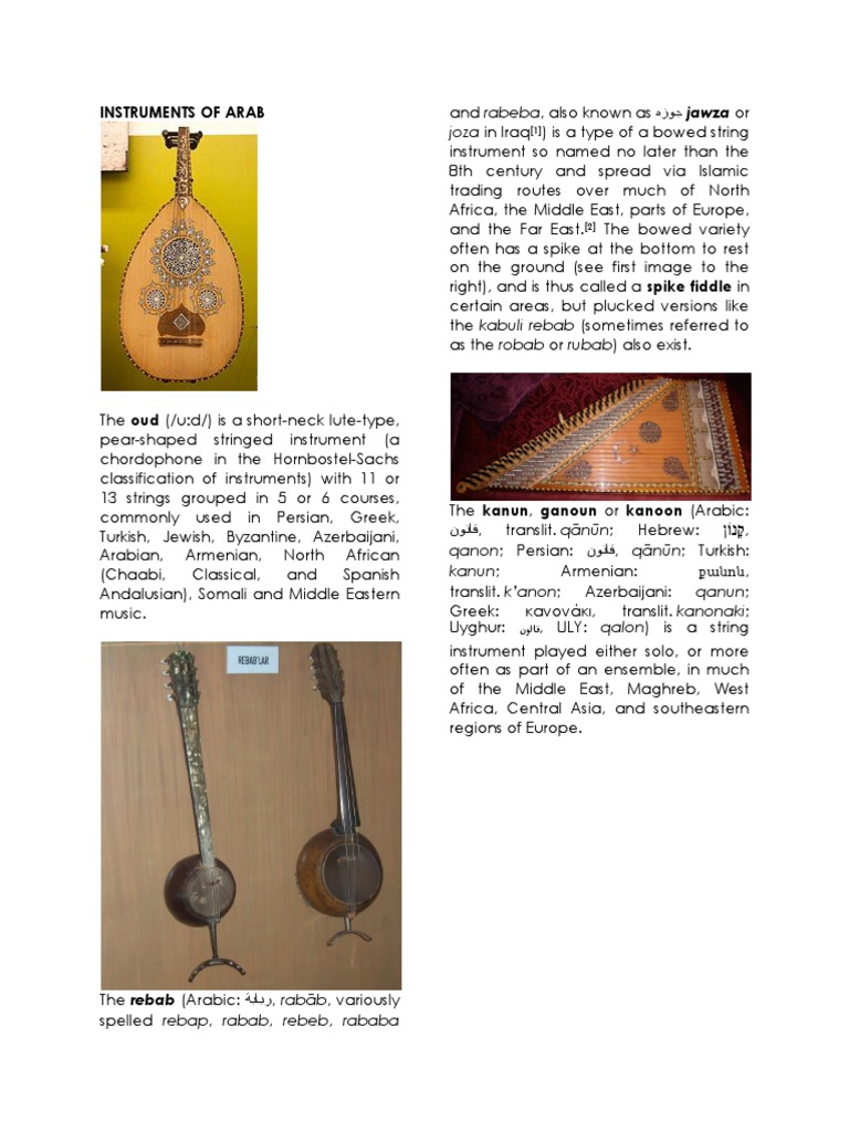 Instruments of Arab | PDF | Musical Instruments | Music Technology
