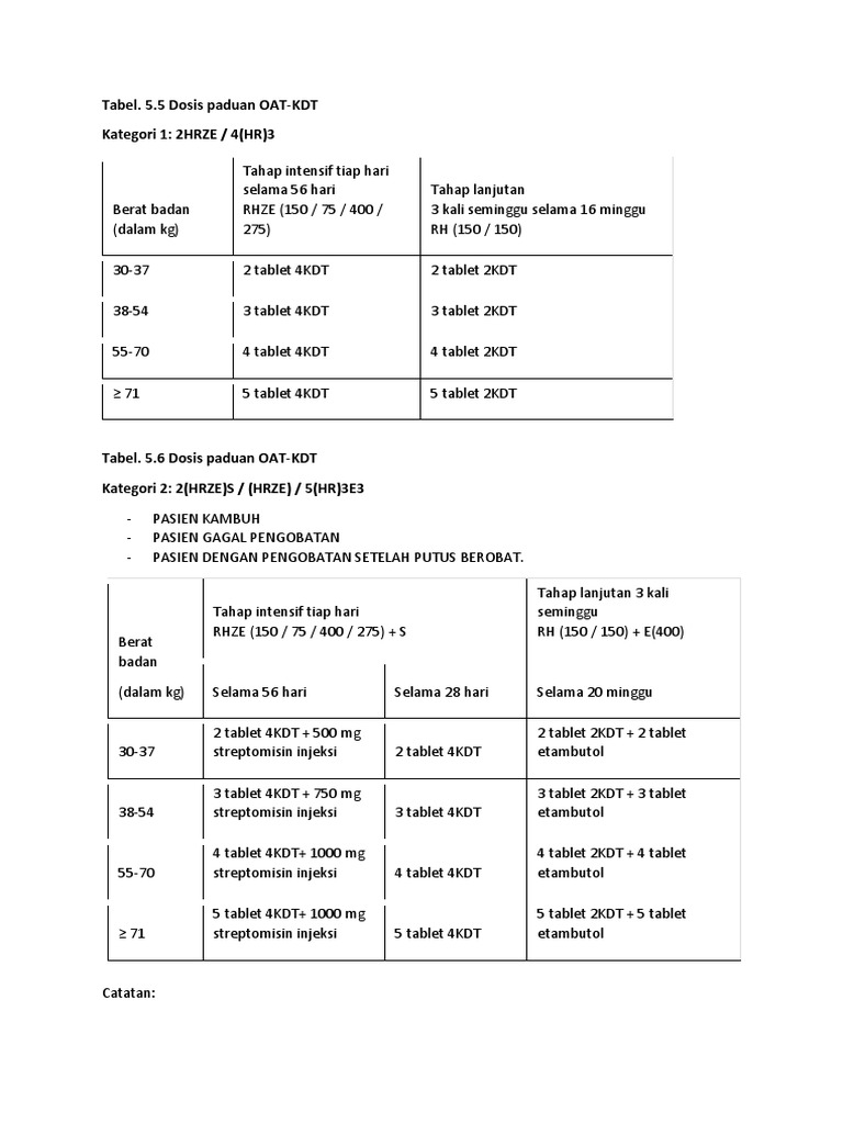 Tabel Obat TBC | PDF