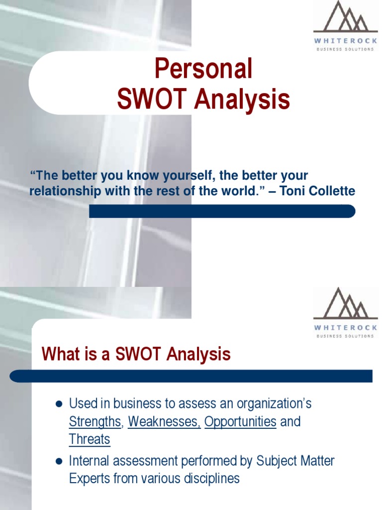 Personal SWOT Analysis | PDF | Swot Analysis | Behavioural Sciences