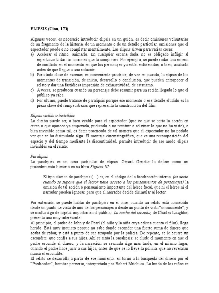 Elipsis y Paralipsis en el Cine | PDF | Narración