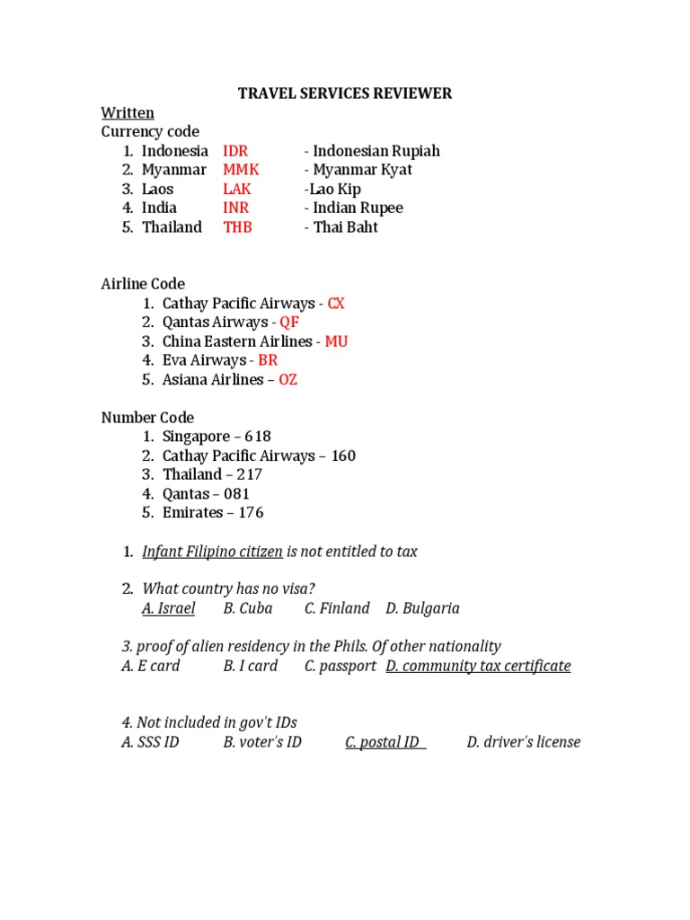 Latest Travel Services Reviewer | PDF | Travel Visa | Passport