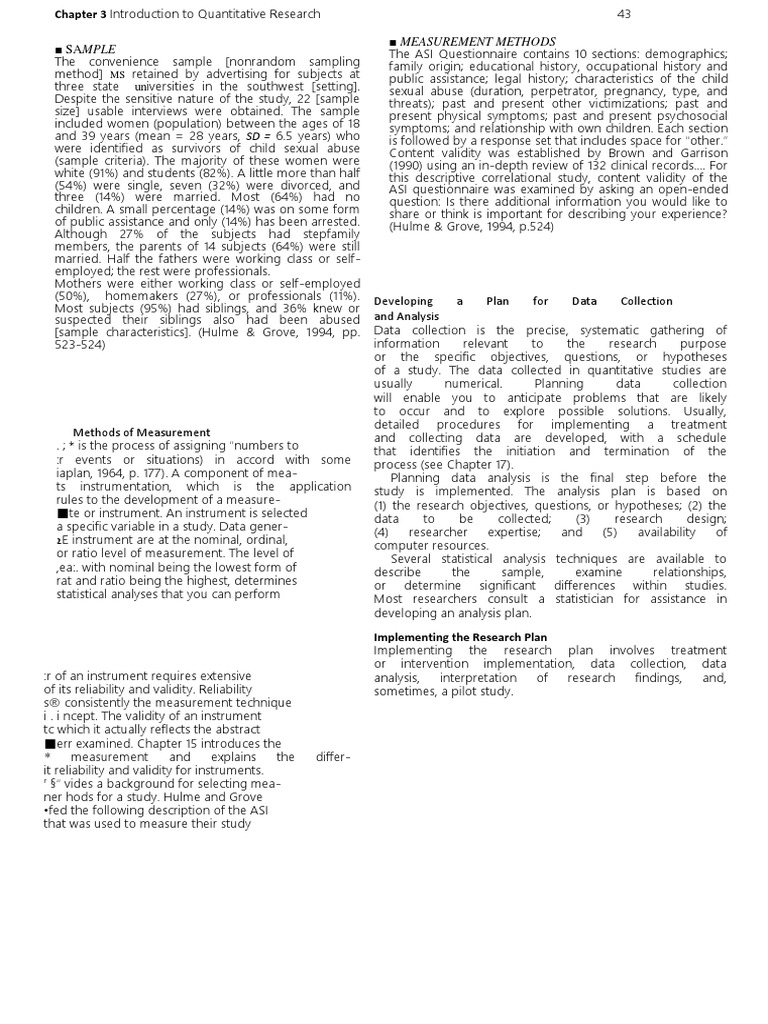 Chapter 3 Introduction To Quantitative Research 1-18 | Data Analysis ...