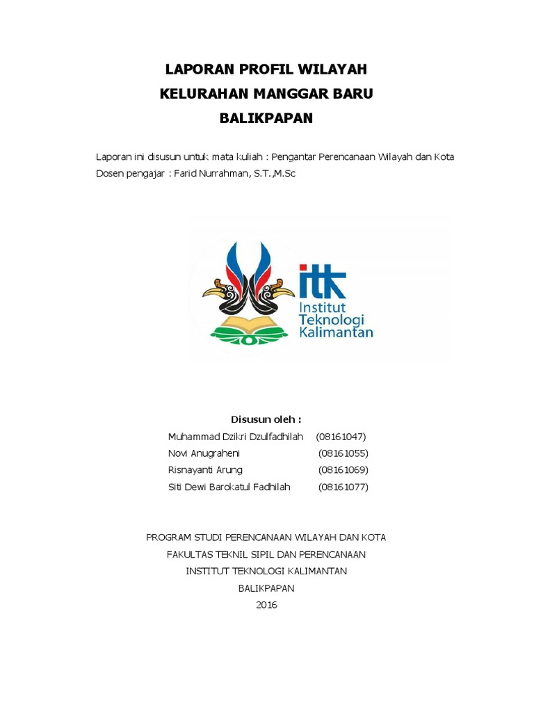 Laporan Kelurahan Manggar Baru - Tugas PPWK 1 | PDF