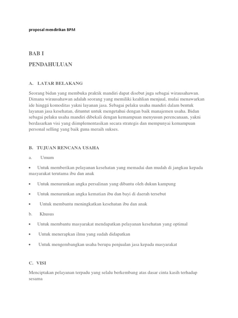 Proposal Mendirikan BPM | PDF