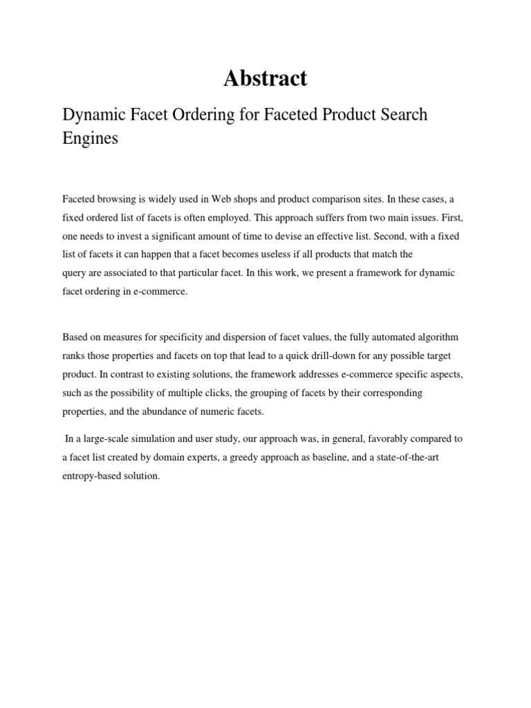 Dynamic Facet Ordering For Faceted Product Search Engines | PDF | Computers