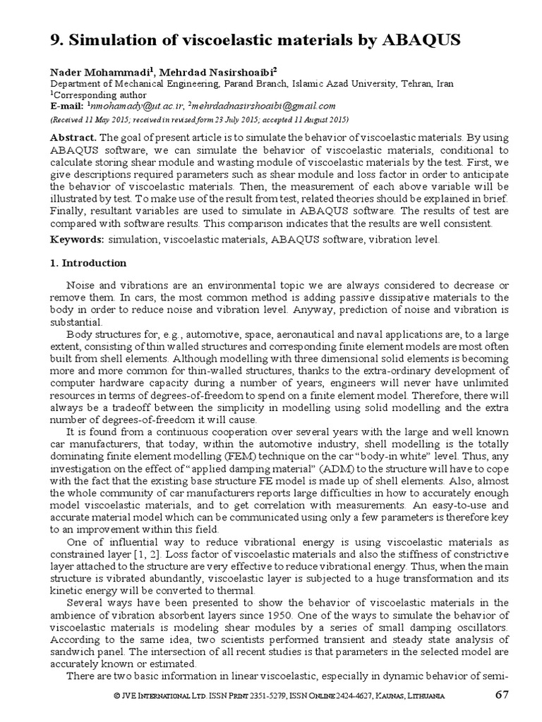 Simulation of Viscoelastic Materials in Abaqus | Download Free PDF ...