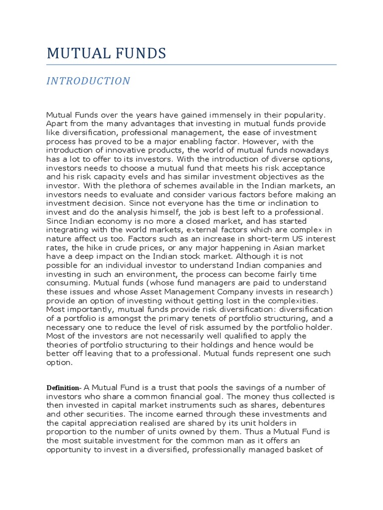 Understanding Mutual Funds in India | PDF | Investing | Mutual Funds