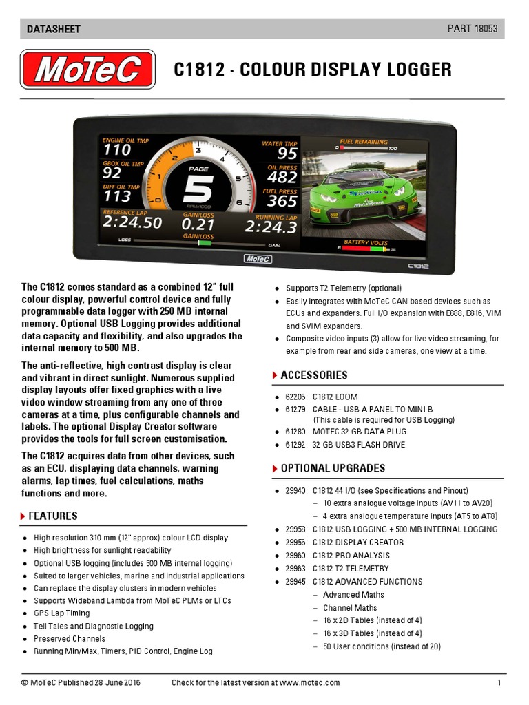 C1812 Display Logger Datasheet | PDF | Usb | Usb Flash Drive