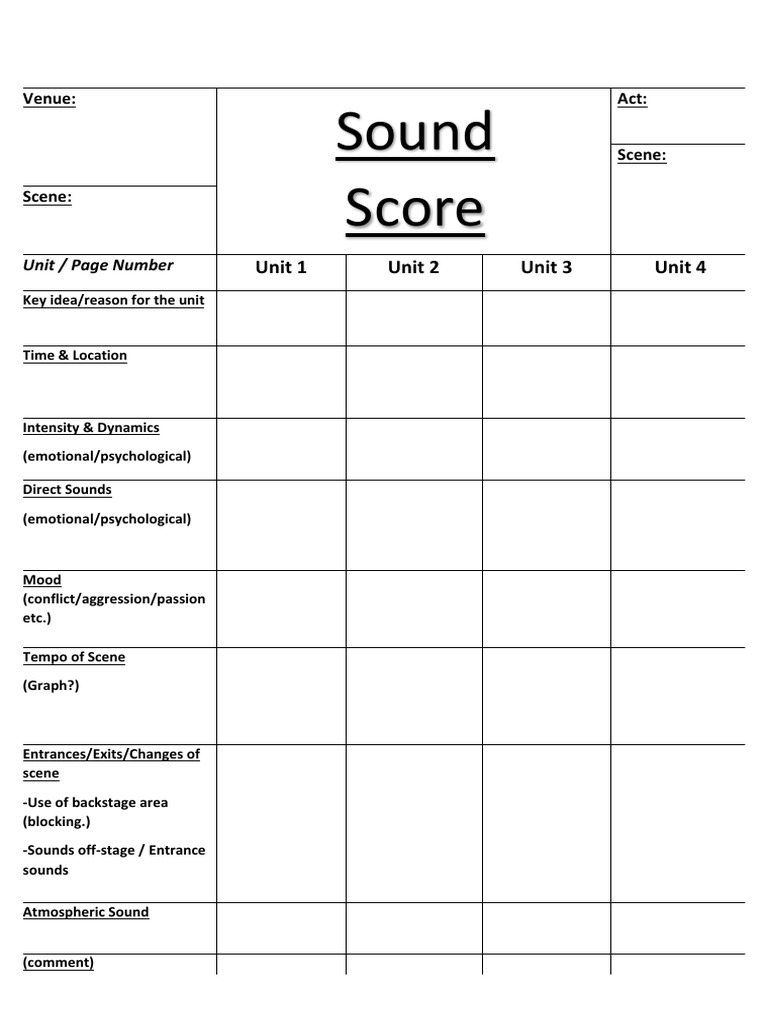 Sound Score: Unit 1 Unit 2 Unit 3 Unit 4 Unit 5 | PDF