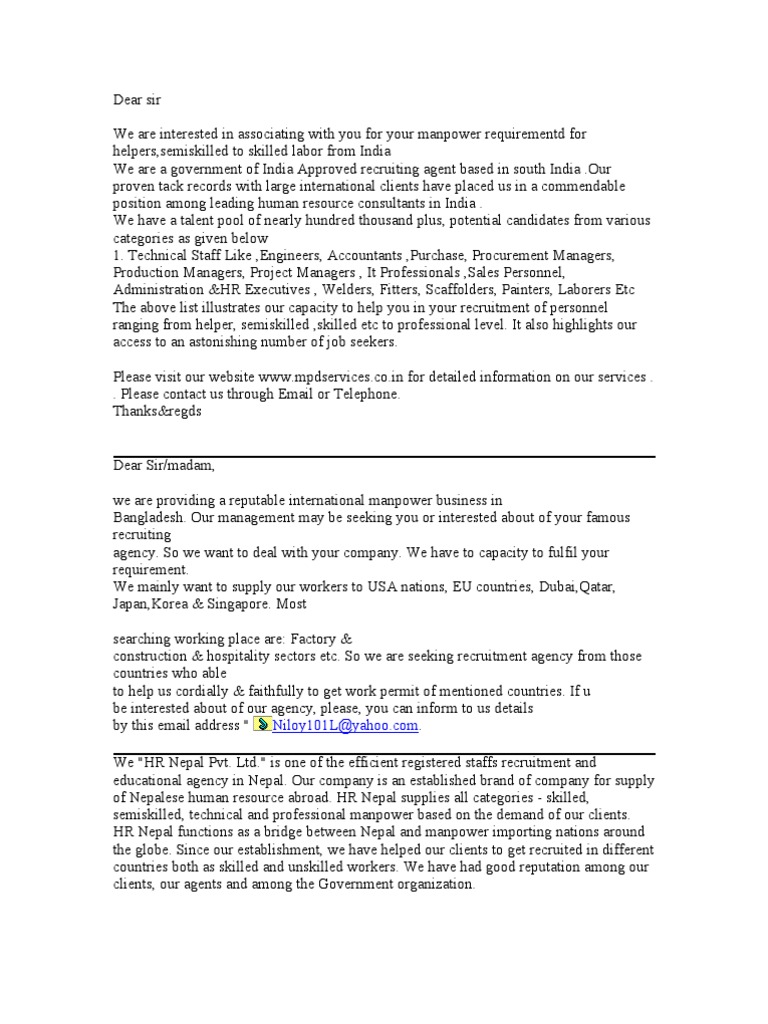 Manpower Proposal | PDF | Human Resources | Employment