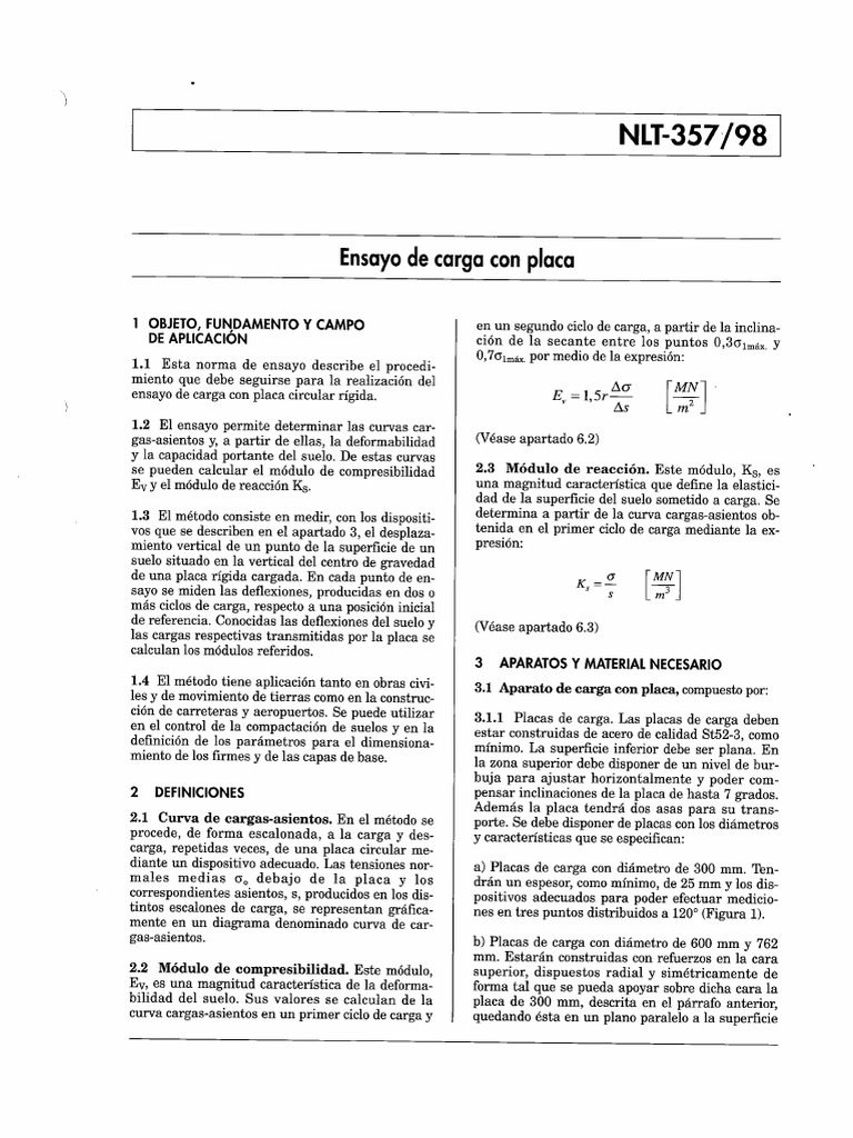 NLT-357 - 98 Ensayo de Carga Con Placa | PDF