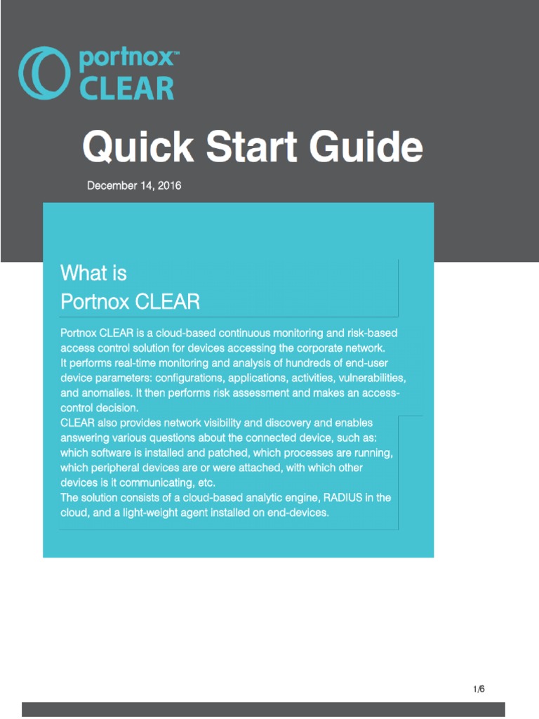 Portnox CLEAR Quick Start Guide | PDF | Radius | Active Directory