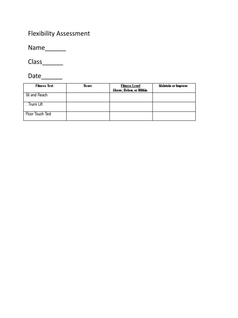 Flexibility Assessment | PDF