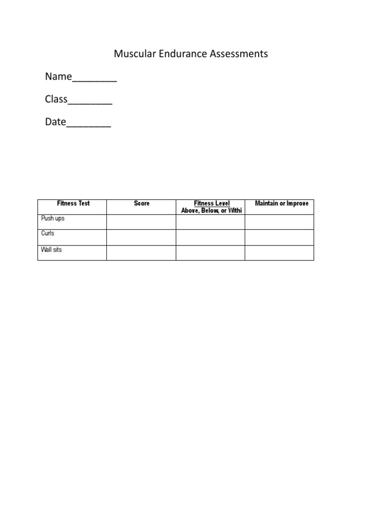 Muscular Endurance Test Form | PDF