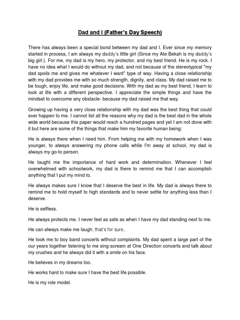 A Father's Day Speech (Oral Com) | PDF